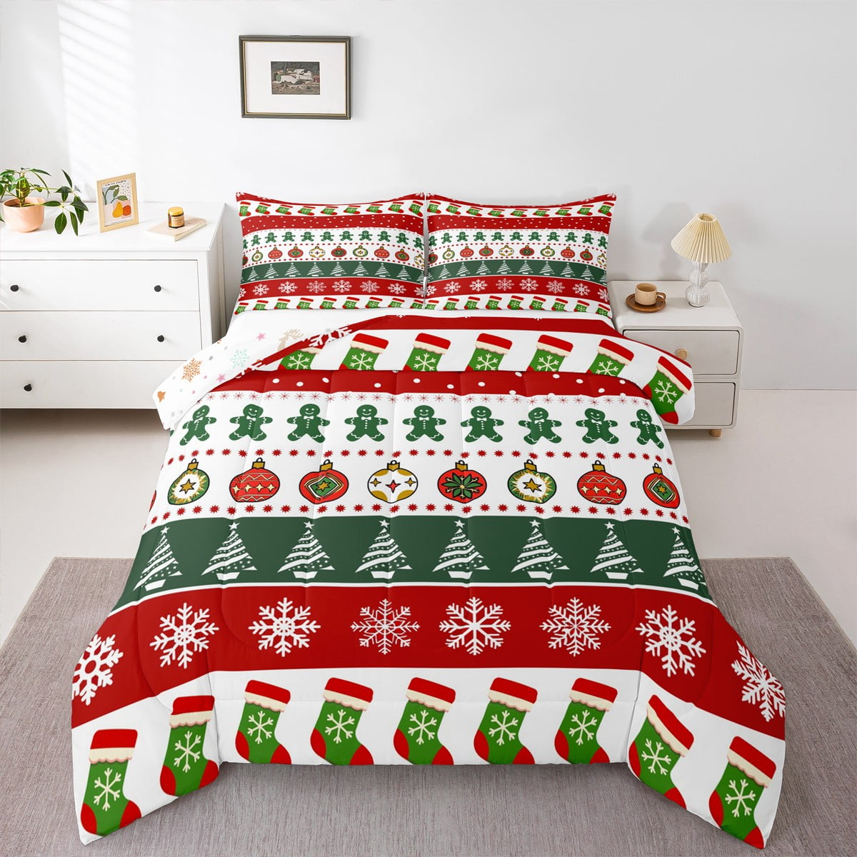 Homewish Vintage Xmas Tree Bedding Comforter Set, Tribal Western ...