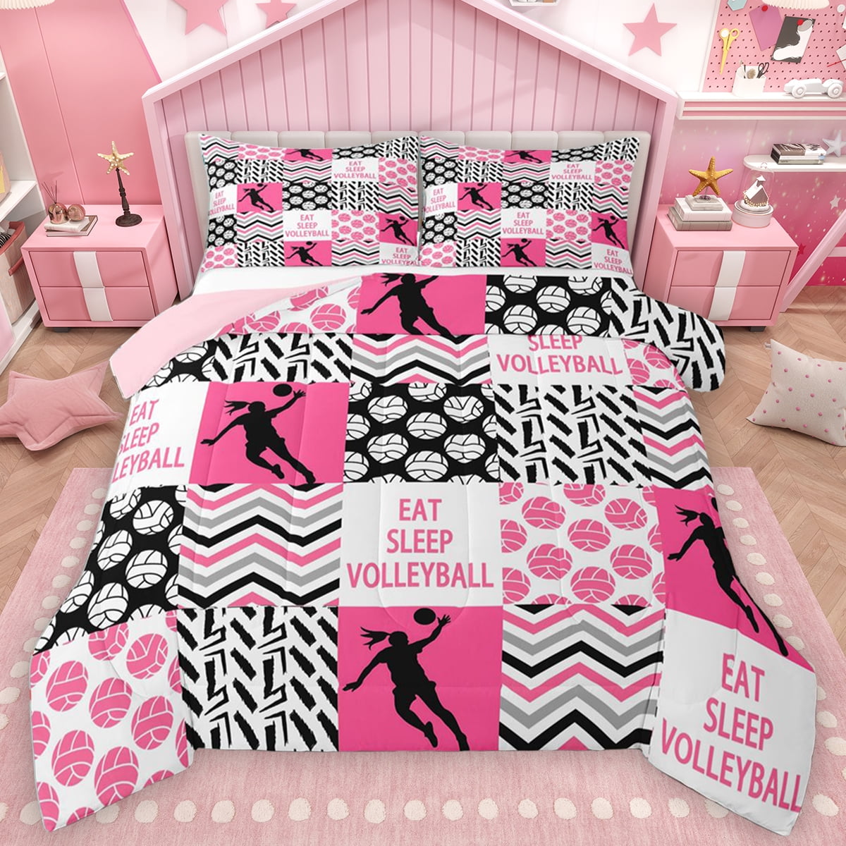 Homewish Volleyball Sport Bedding Comforter Set,Modern Geometric Check ...