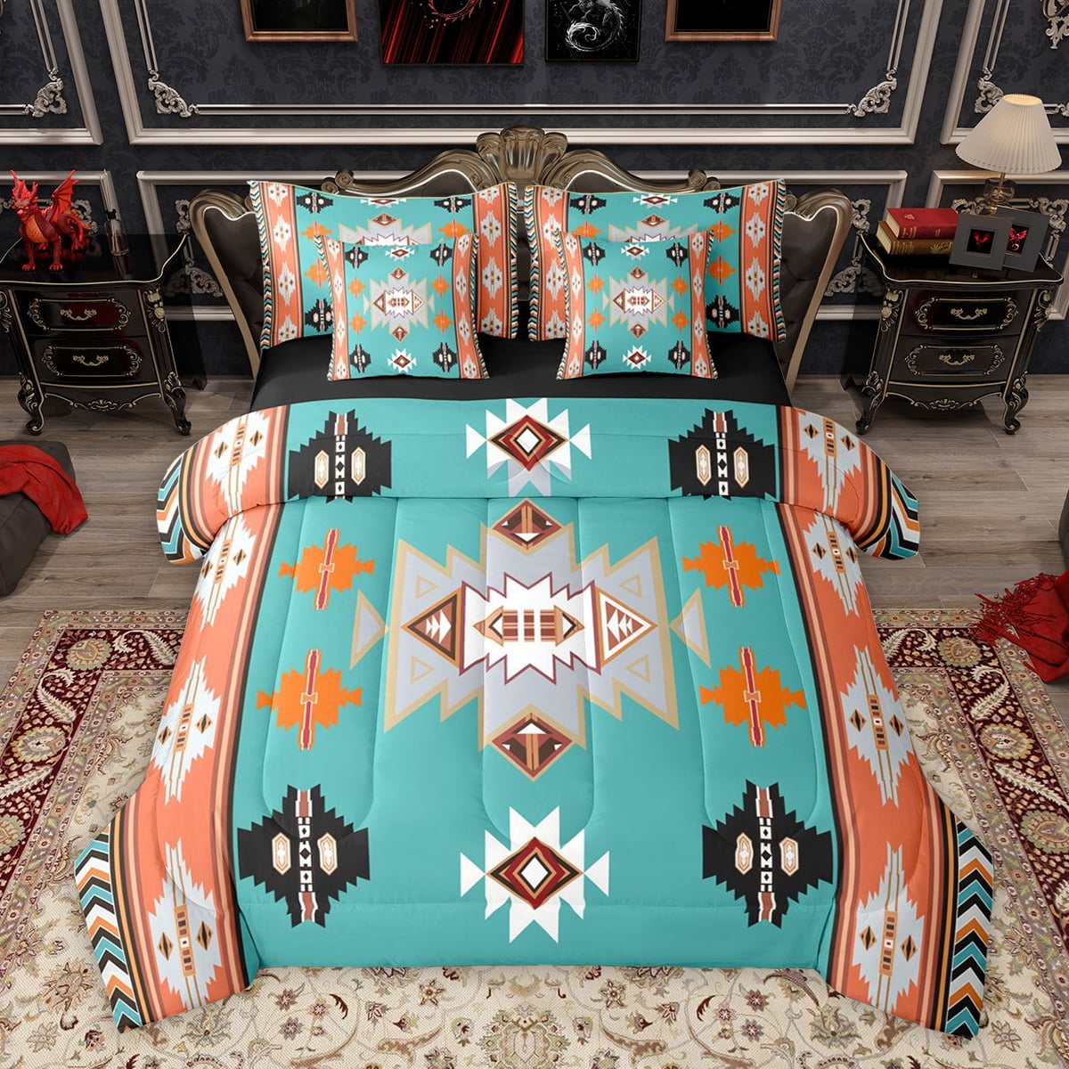 Homewish Western Boho Aztec Twin Bedding Sets 7-Piece for Men, Rustic ...