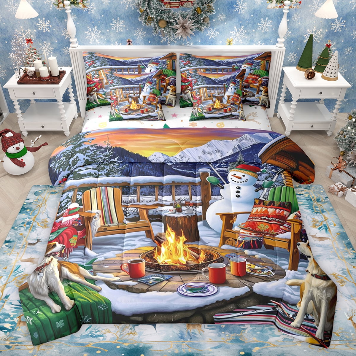 Homewish Western Christmas Holiday Twin Bedding Sets 7-Piece, Kawaii ...
