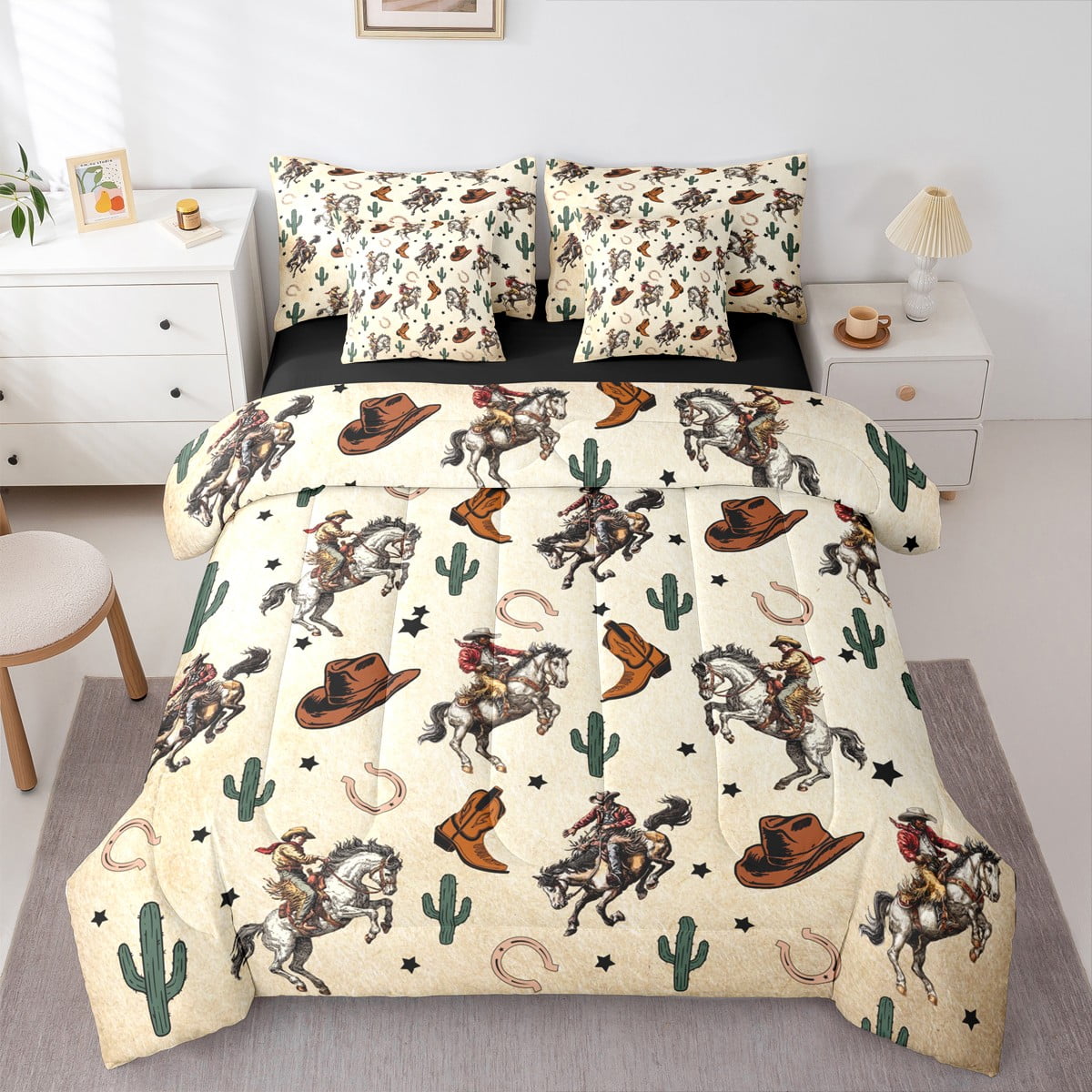 Homewish Western Cowboy 7 Pieces Bedding Comforter Set for Female Men ...