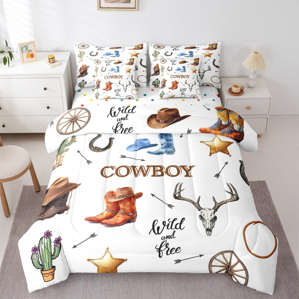 Homewish Western Cowboy 7 Pieces Bedding Comforter Set for Kids ...