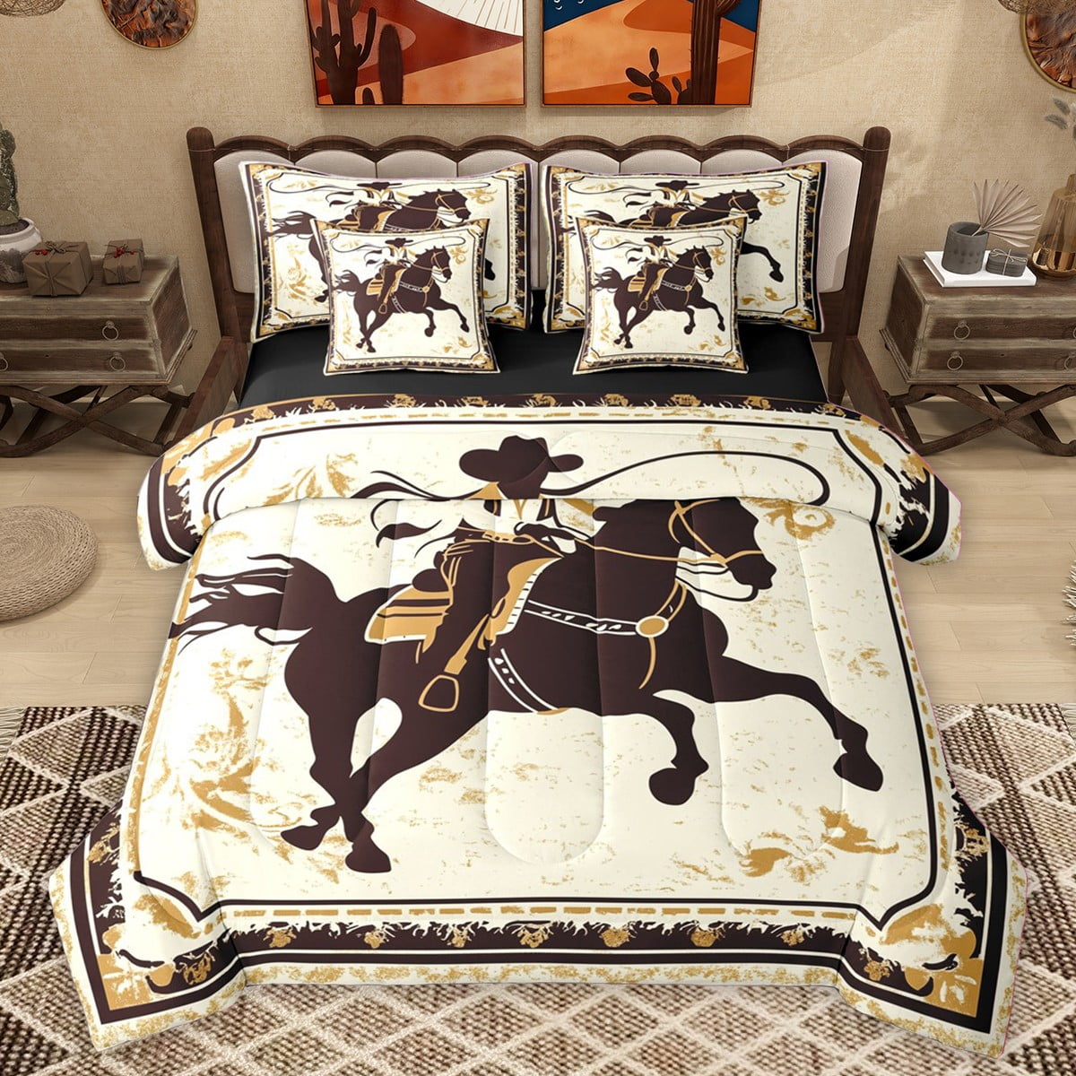 Homewish Western Cowboy Bedding Comforter Set 7pcs for Female Men ...