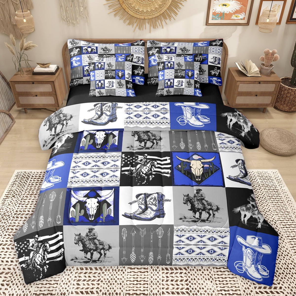 Homewish Western Cowboy Boots 7 Pieces Bedding Comforter Set,Rustic ...