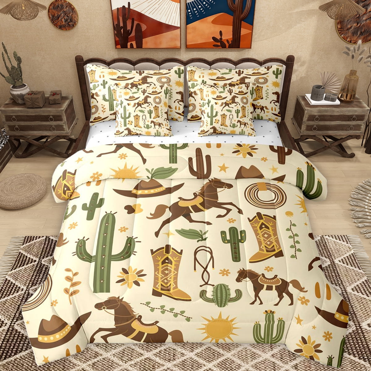 Homewish Western Cowboy Boots 7 Pieces Bedding Comforter Set,Rustic ...
