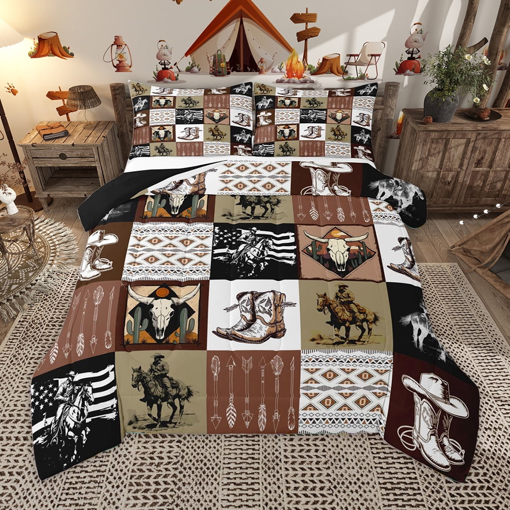 Homewish Western Cowboy Tribal Full Size Comforter Sets,Country Bull ...