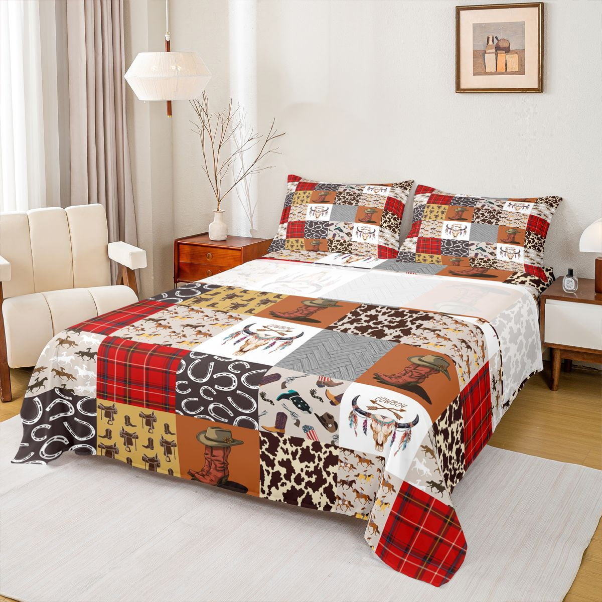 Homewish Western Cowboy Tribal Full Size Sheets,Rustic Farmhouse Cabin ...