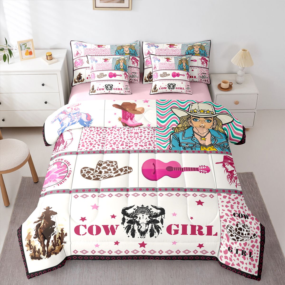 Homewish Western Cowgirl 7pcs Bedding Comforter Set for Female Men ...