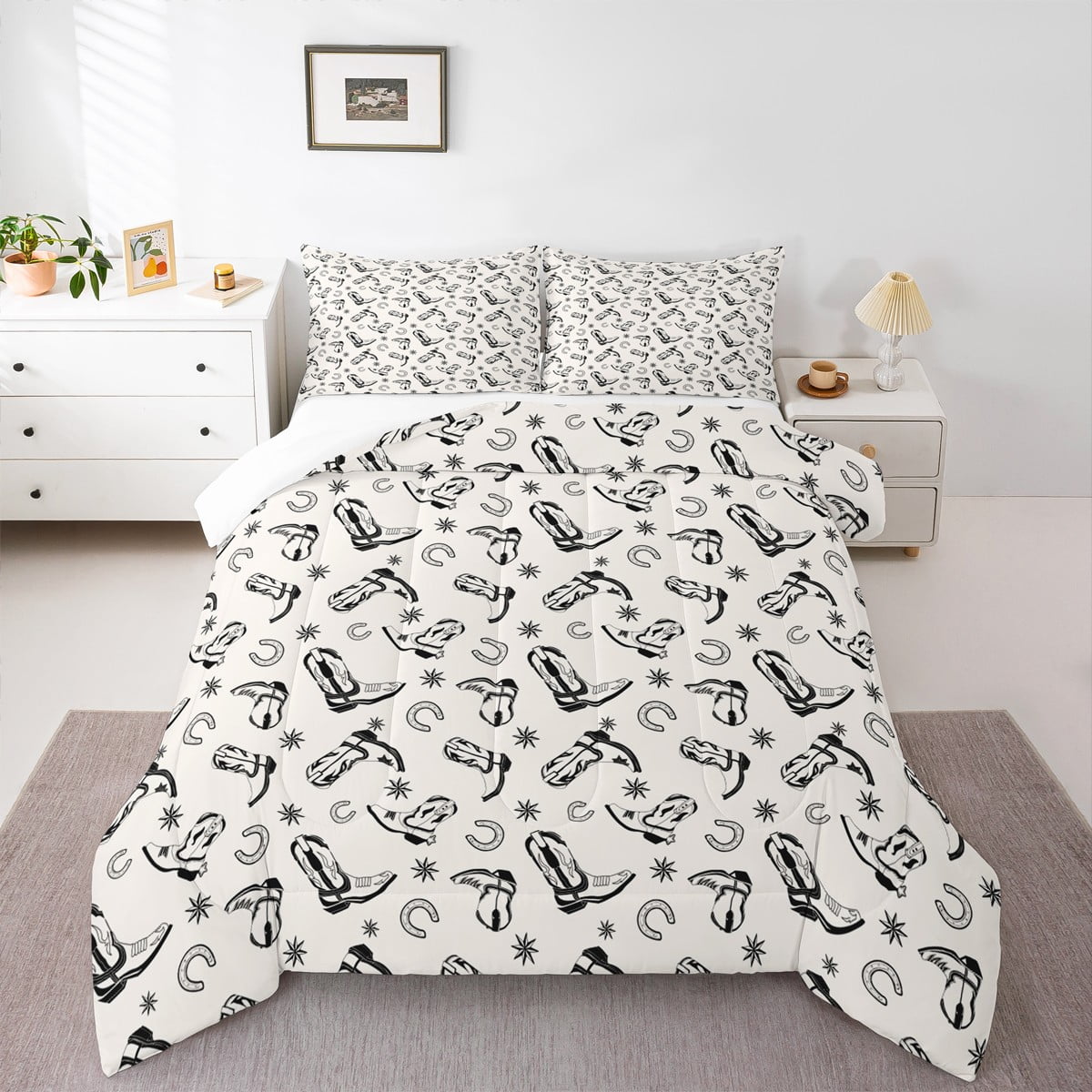 Homewish Western Cowgirl Boots 3 Pieces Queen Comforter Set,Animal ...