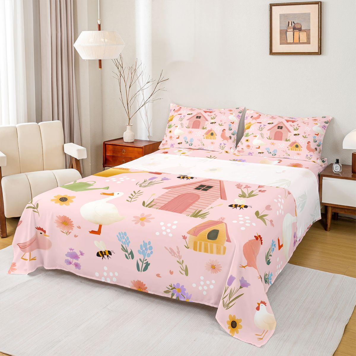 Homewish Western Farm Bed Sheets,Country Farmhouse Lodge King Sheets ...