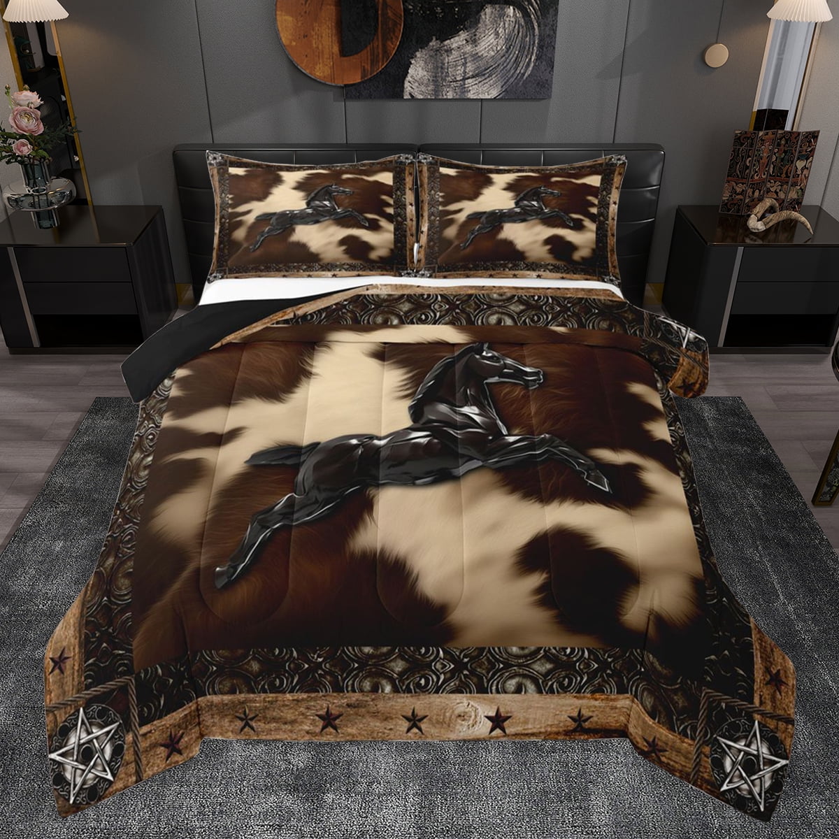 Homewish Western Horse Animal Queen Comforter Set, Rustic Farmhouse ...