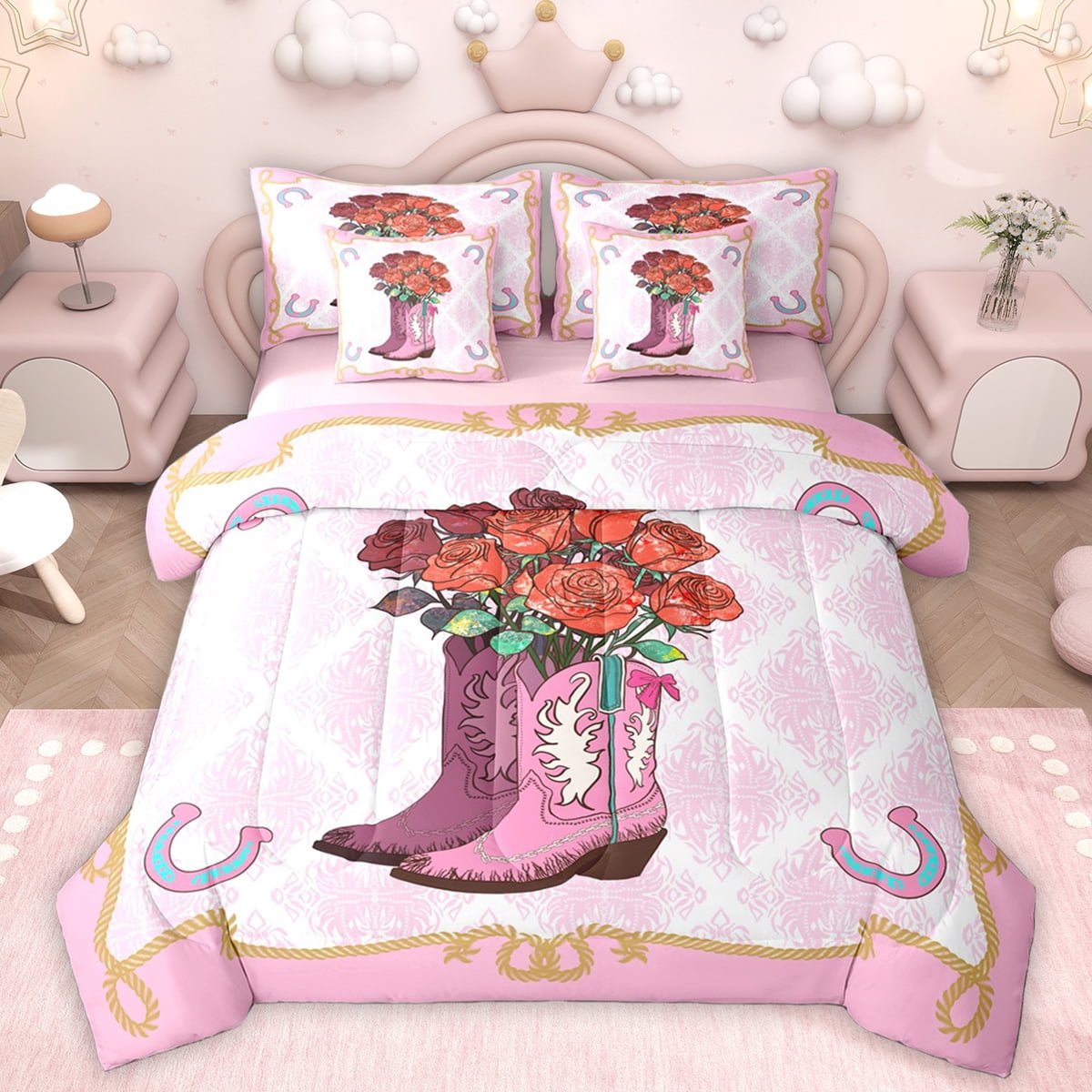 Homewish Western Princess Boot Bedding Comforter Set 7pcs for Girl ...