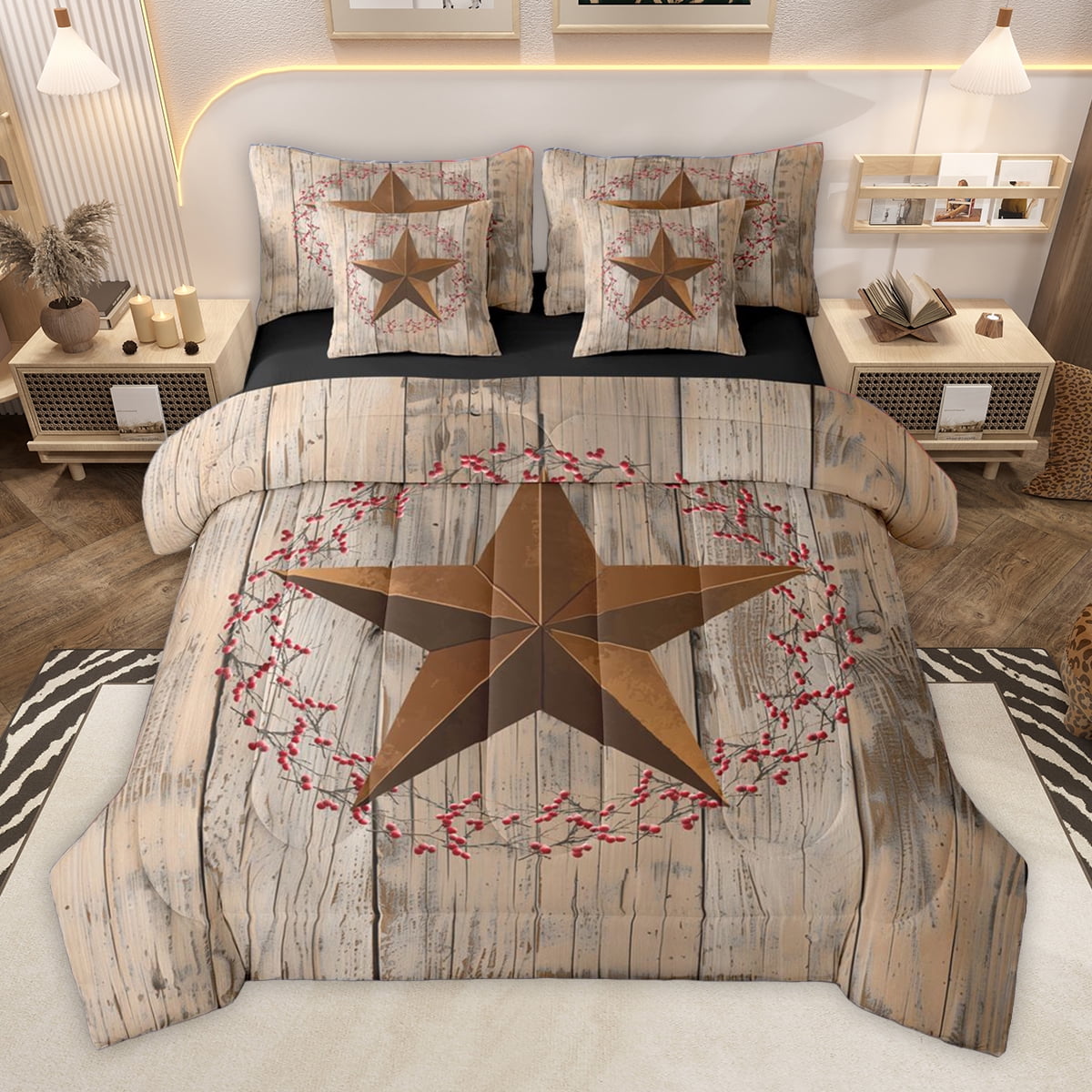 Homewish Western Texas Stars 7pcs Bedding Comforter Set,Old Barndoor ...