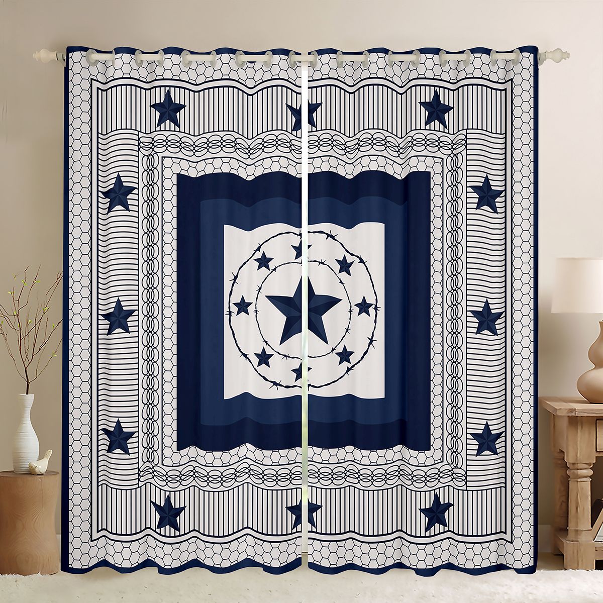 Homewish Western Texas Stars Blackout Curtains Set of 2 (52x84 Each ...