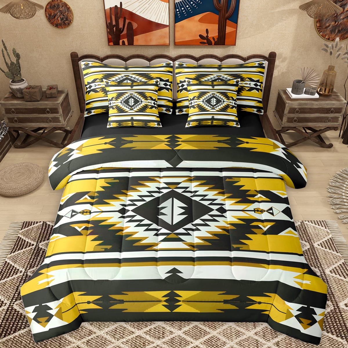 Homewish Western Tribal 7-Piece Twin Bedding Sets,Retro Rustic Aztec ...