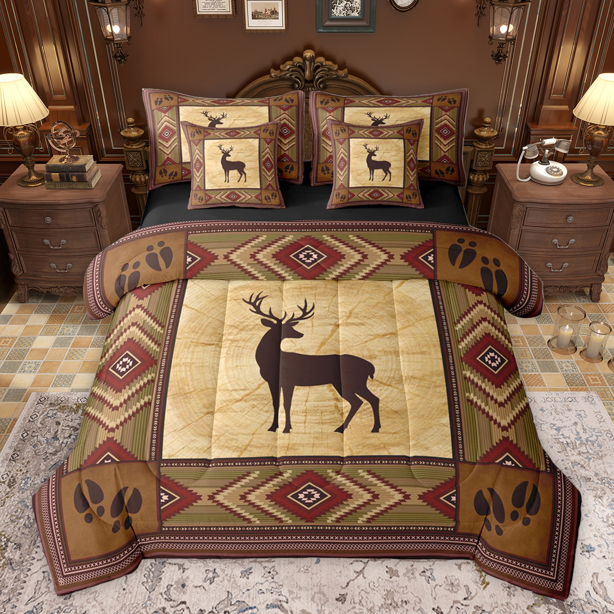 Homewish Western Tribal Aztec Twin Bedding Sets 7-Piece for Men, Jungle ...