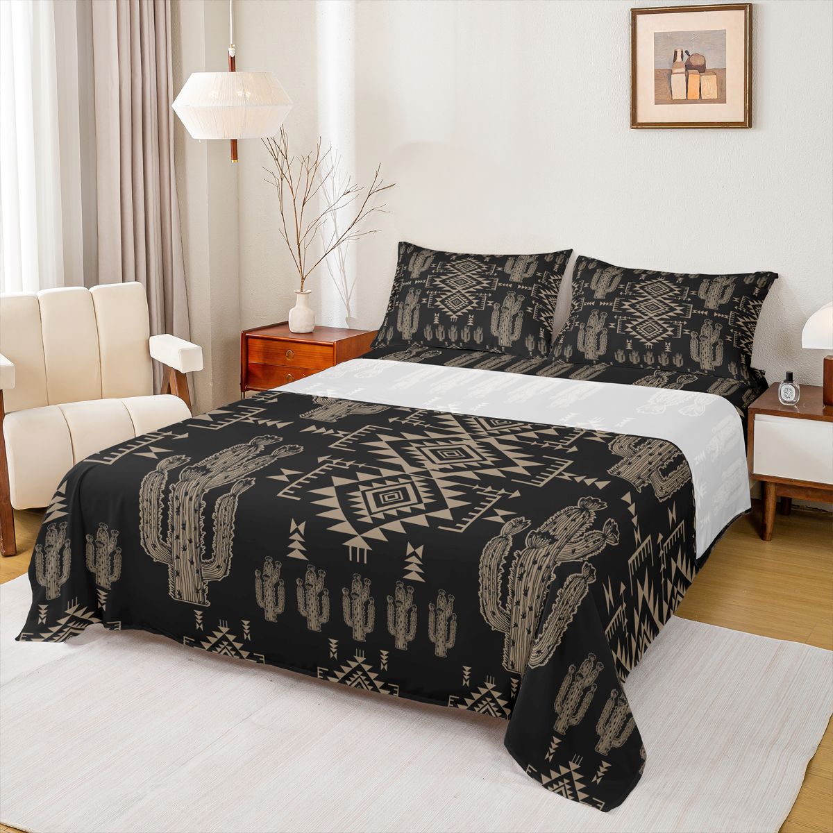 Homewish Western Tribal Bed Sheets,Retro Rustic Aztec King Sheets ...