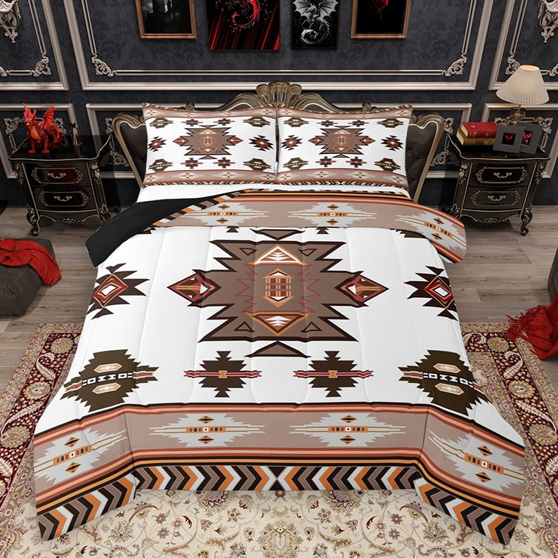 Homewish White Tribal Aztec Queen Comforter Set for Adult, Bohemian ...
