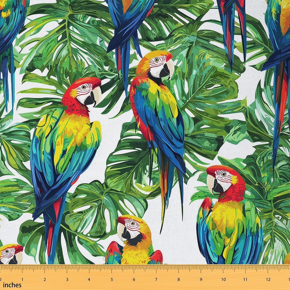 Homewish Wild Animal Parrot Fabric by the Yard 3 Yard,Tropical Monstera ...
