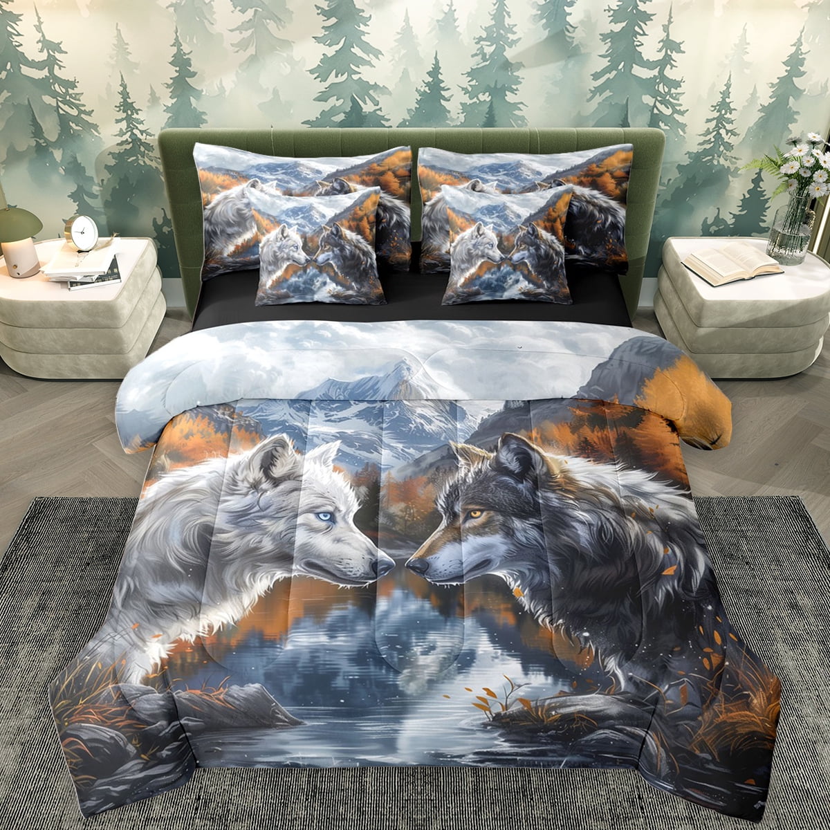 Homewish Wild Animal Wolves 7pcs Bedding Comforter Set,Rustic Farmhouse ...