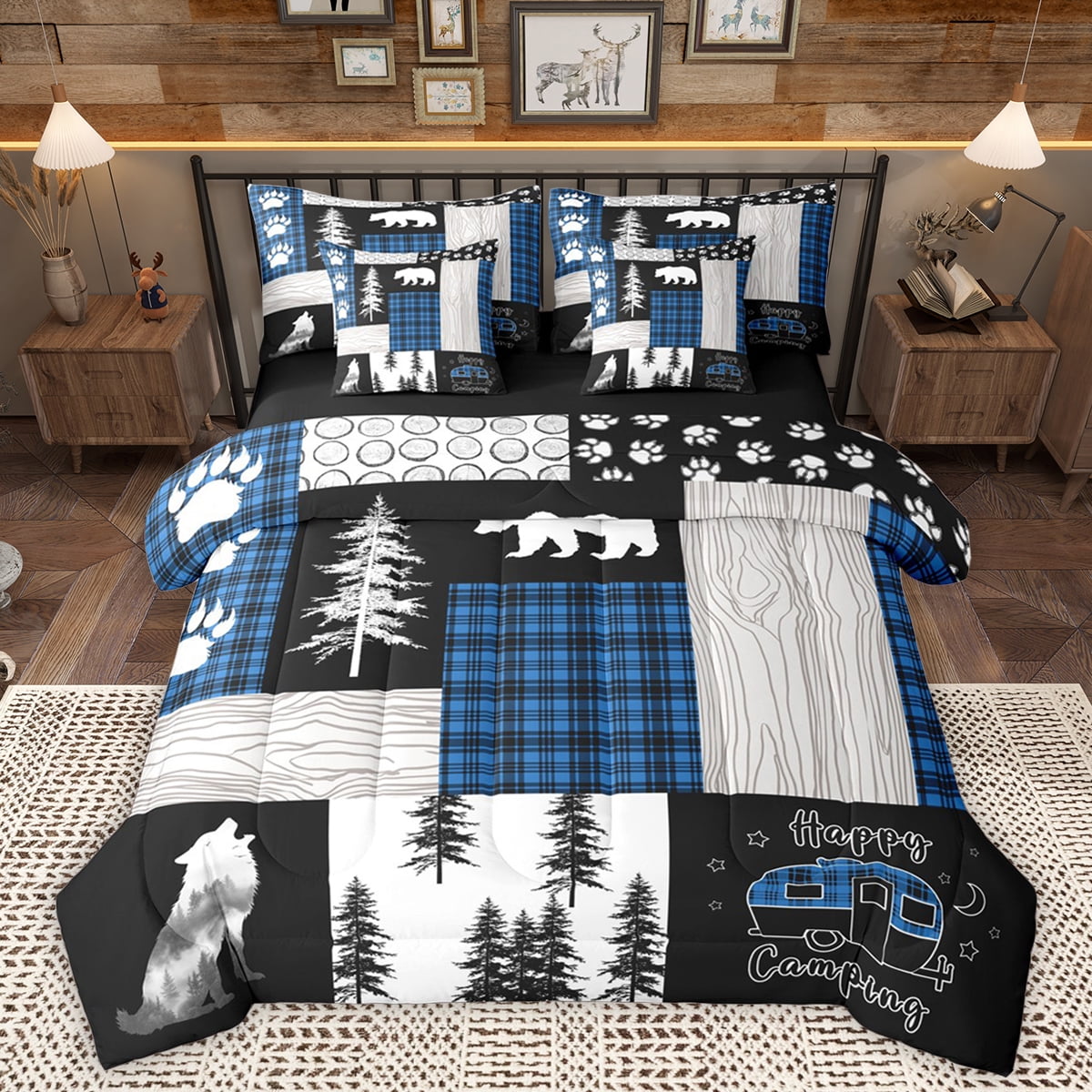 Homewish Wild Bear Wolves 7pcs Bedding Comforter Set,Happy Camping ...