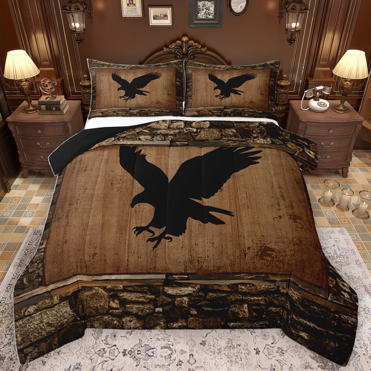 Homewish Wild Eagle Queen Comforter Set,Country Farmhouse Lodge Bedding ...