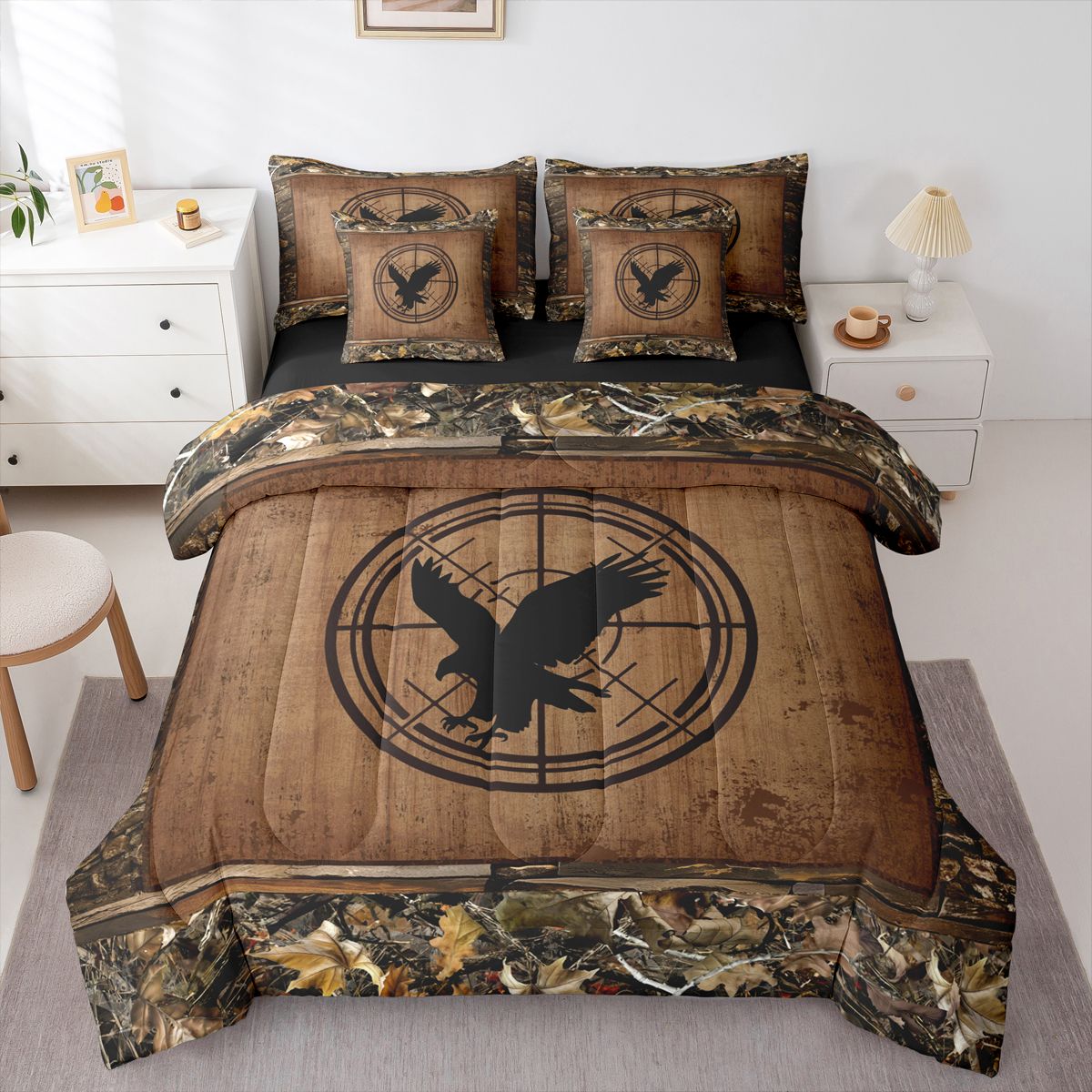 Homewish Wildlife Eagle Animal Bedding Comforter Set 7pcs for Men ...