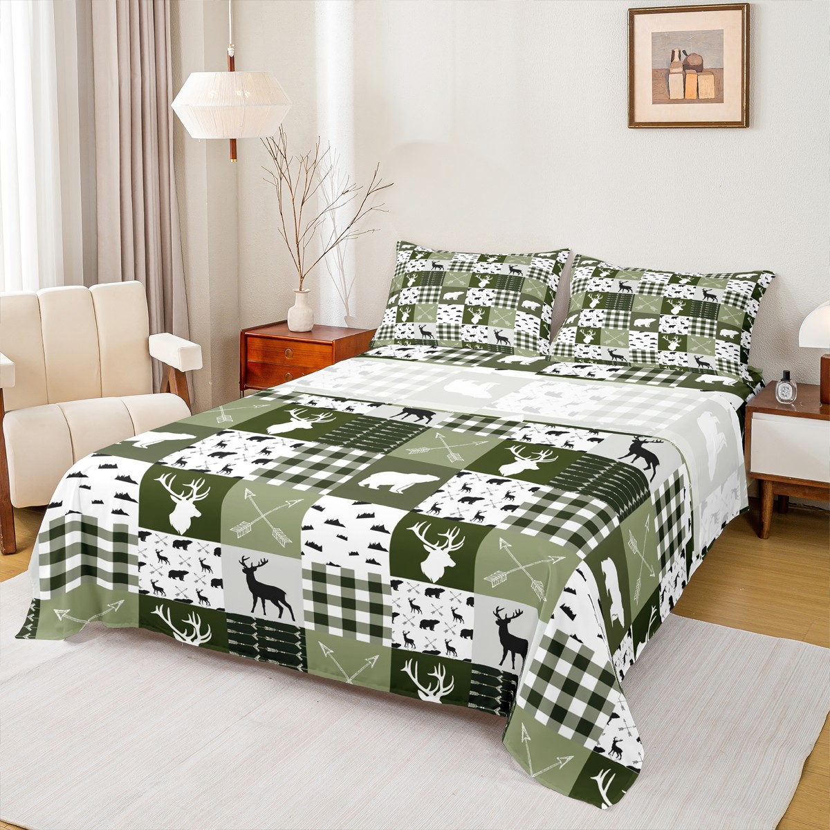 Homewish Wildlife Moose Elk Bed Sheets, Woodland Animal Bear King ...