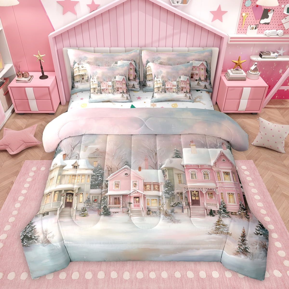 Homewish Winter Rustic Cabin Bedding Comforter Set 7 Pieces for Kid ...