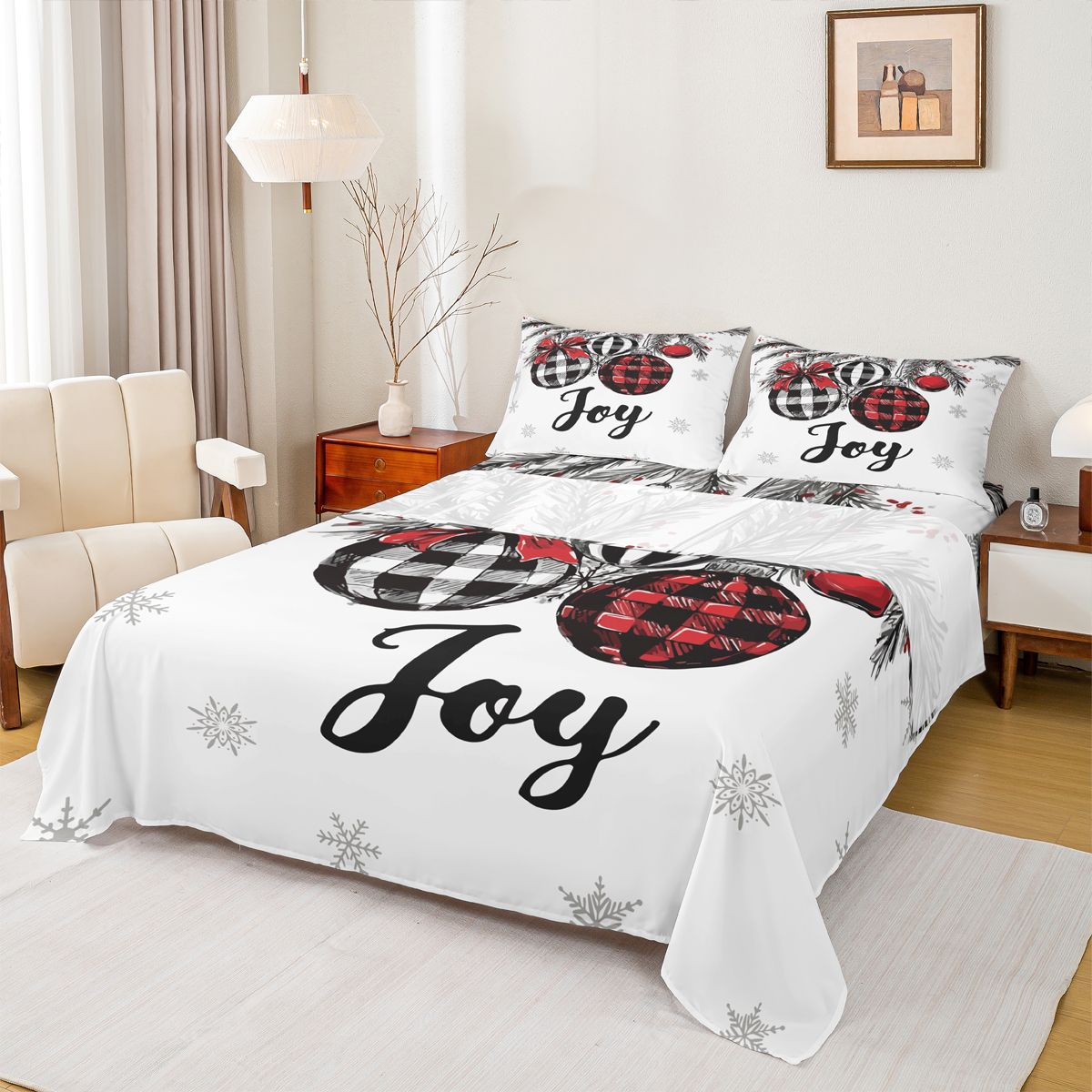 Homewish Xmas Buffalo Ball Full Size Sheets for Kids, Kawaii Winter ...