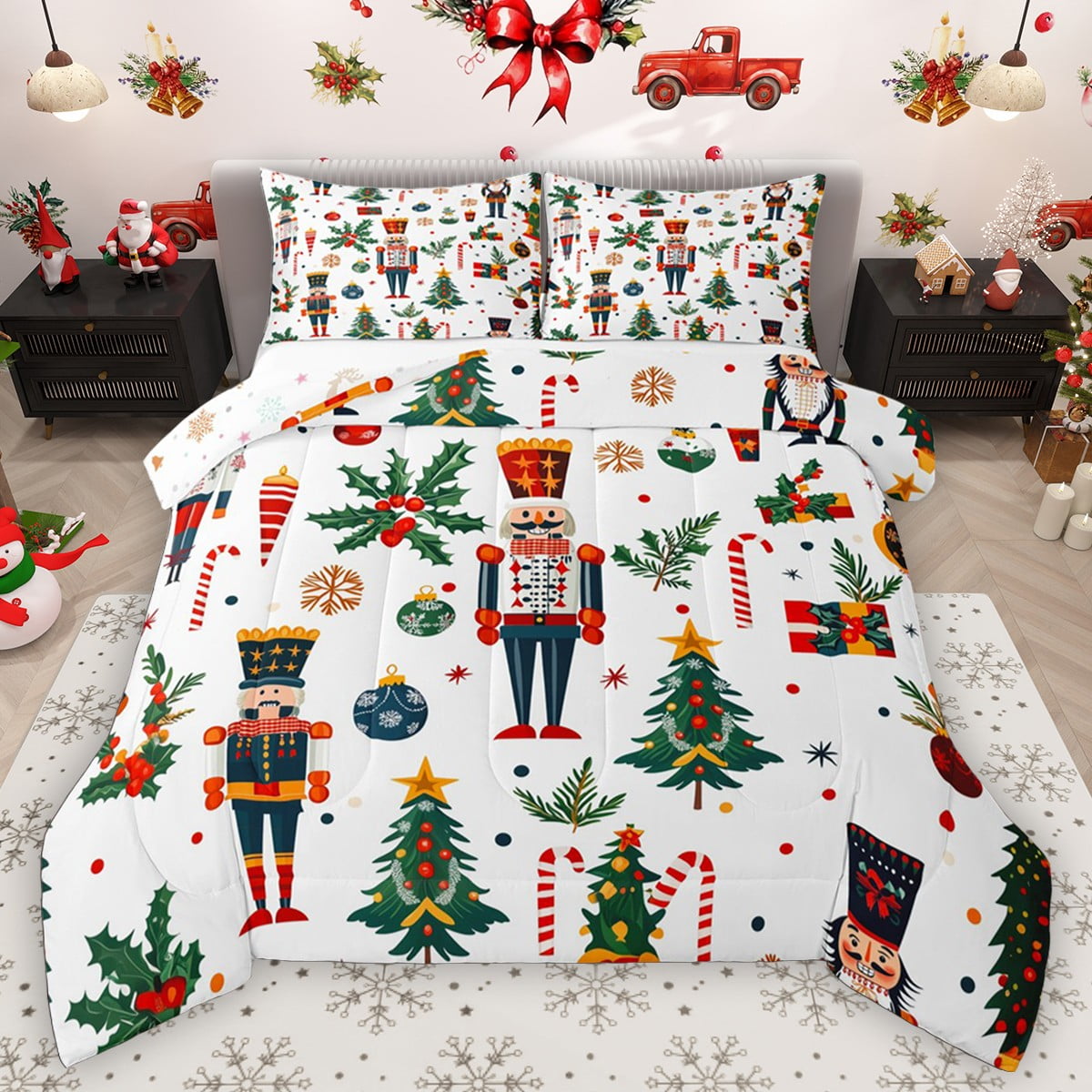Homewish Xmas Festival Full Size Comforter Sets 3-Piece for Child Kids ...