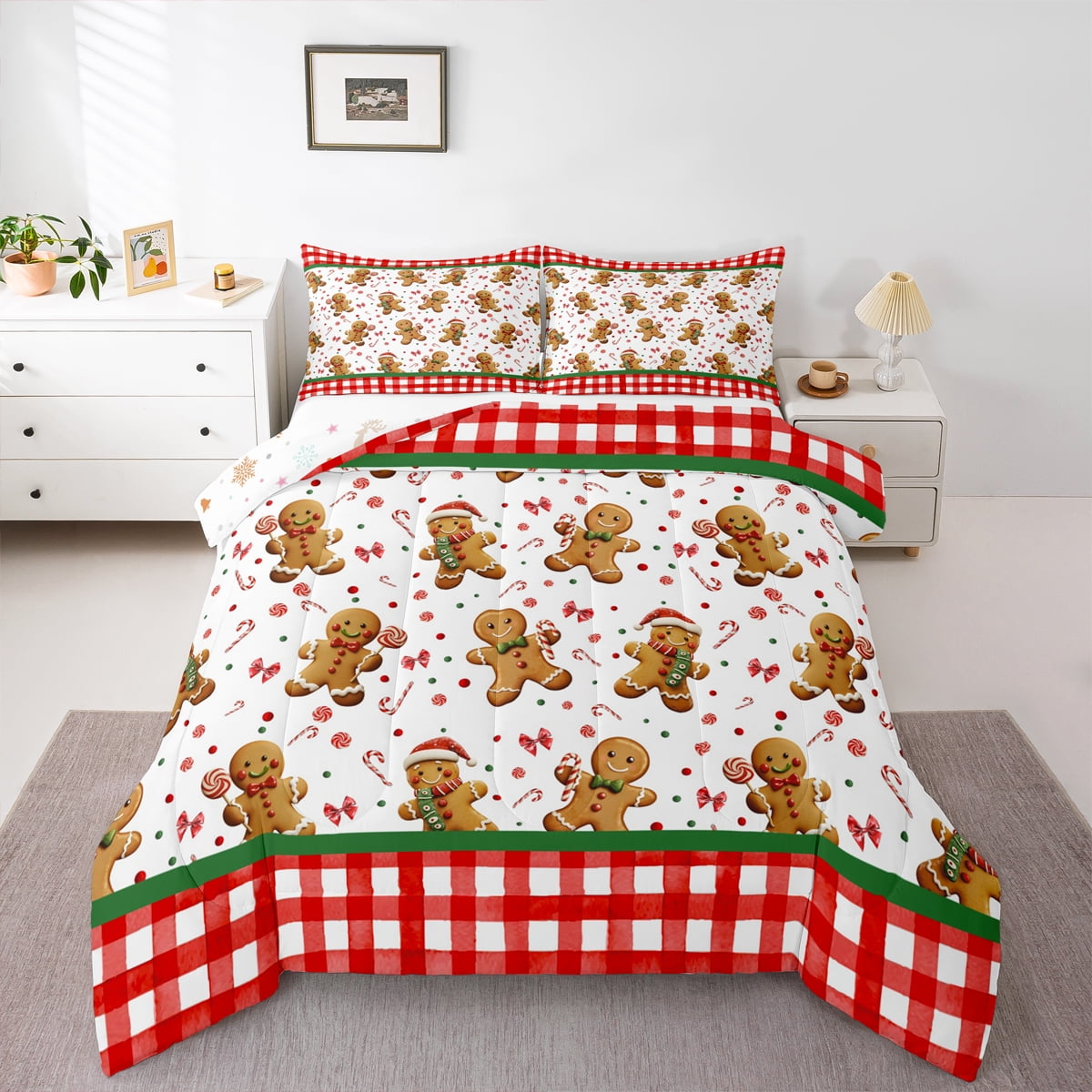 Homewish Xmas Gingerbread Man 2pcs Bedding Comforter Set for Kids ...