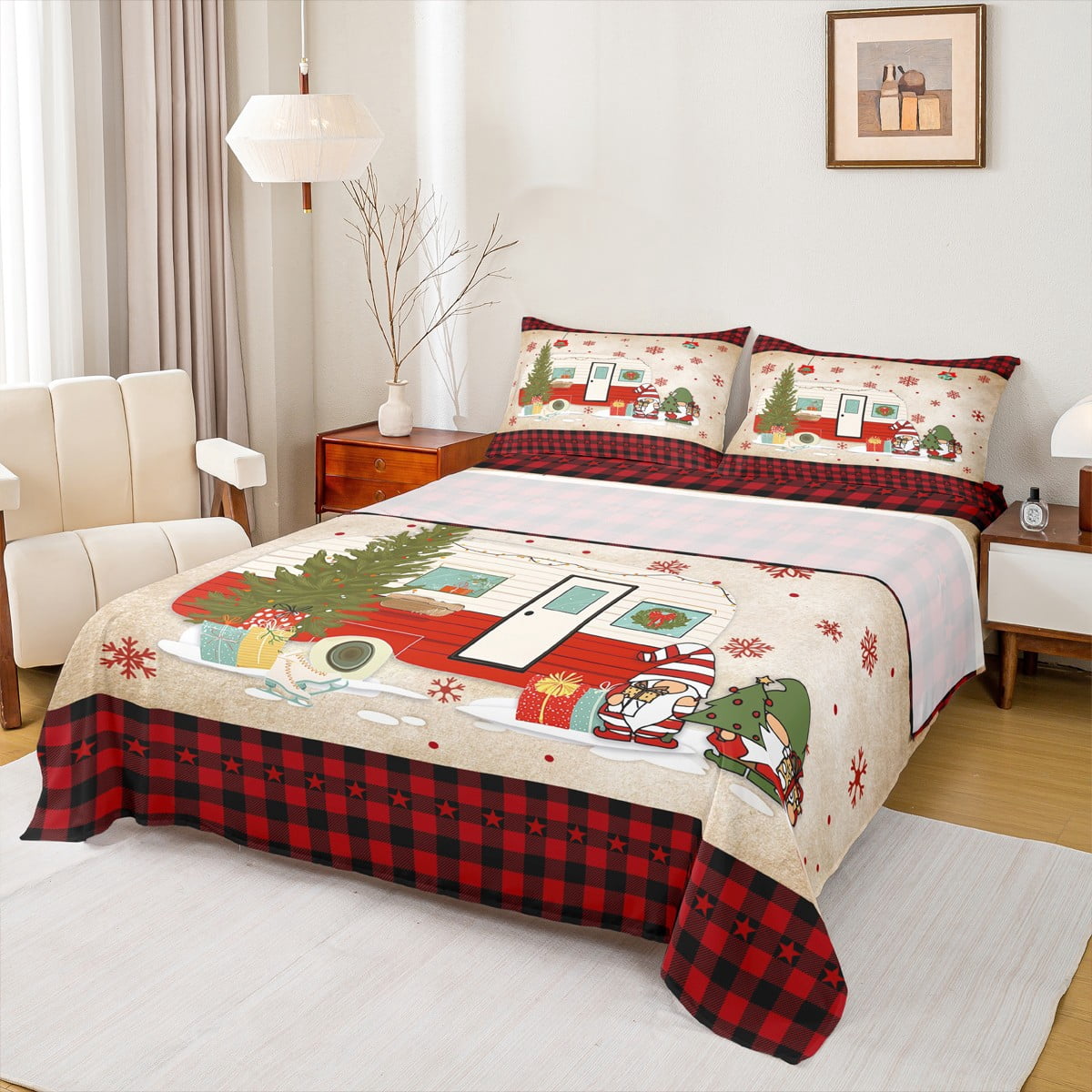 Homewish Xmas Gnome 4-Piece Full Size Sheets for Kids Children,Cartoon ...