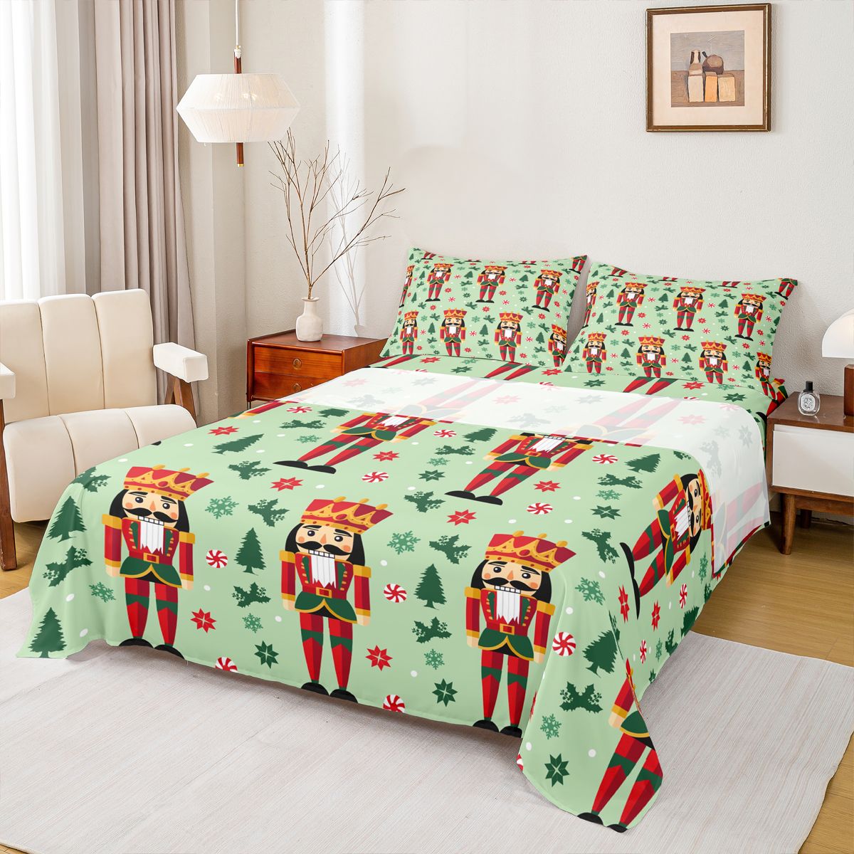 Homewish Xmas Nutcracker 4 Pieces Queen Sheet Sets for Kids Children ...