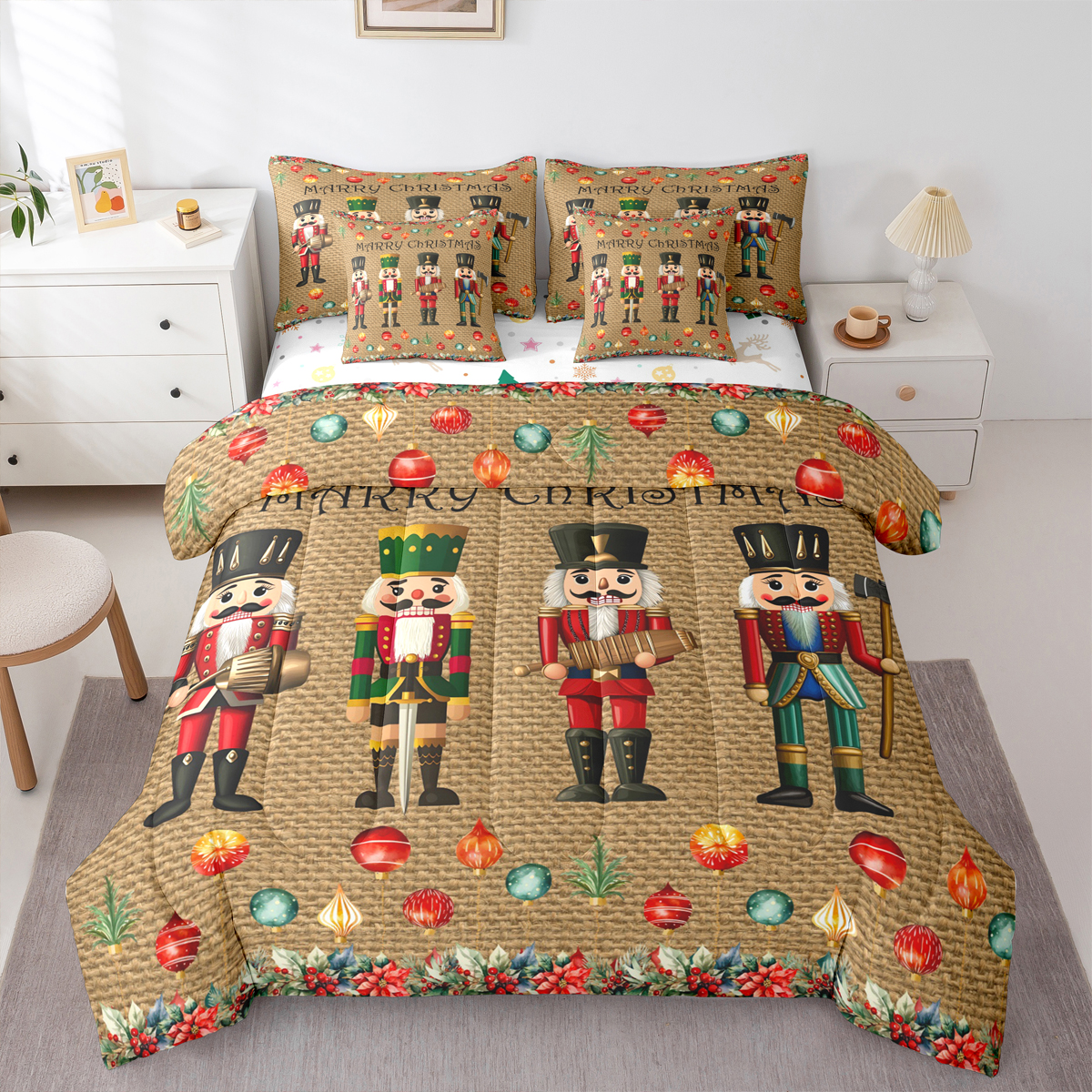Homewish Xmas Nutcracker 7 Pieces Bedding Comforter Set for Teens Boys ...