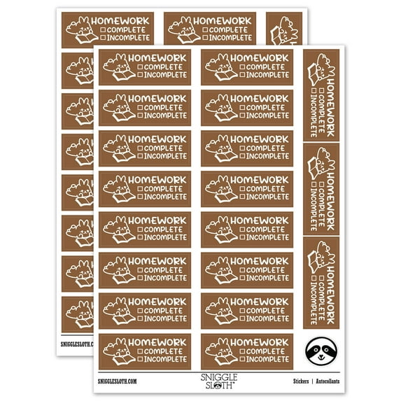 Homework Complete Incomplete Checklist Teacher Student School Sticker ...