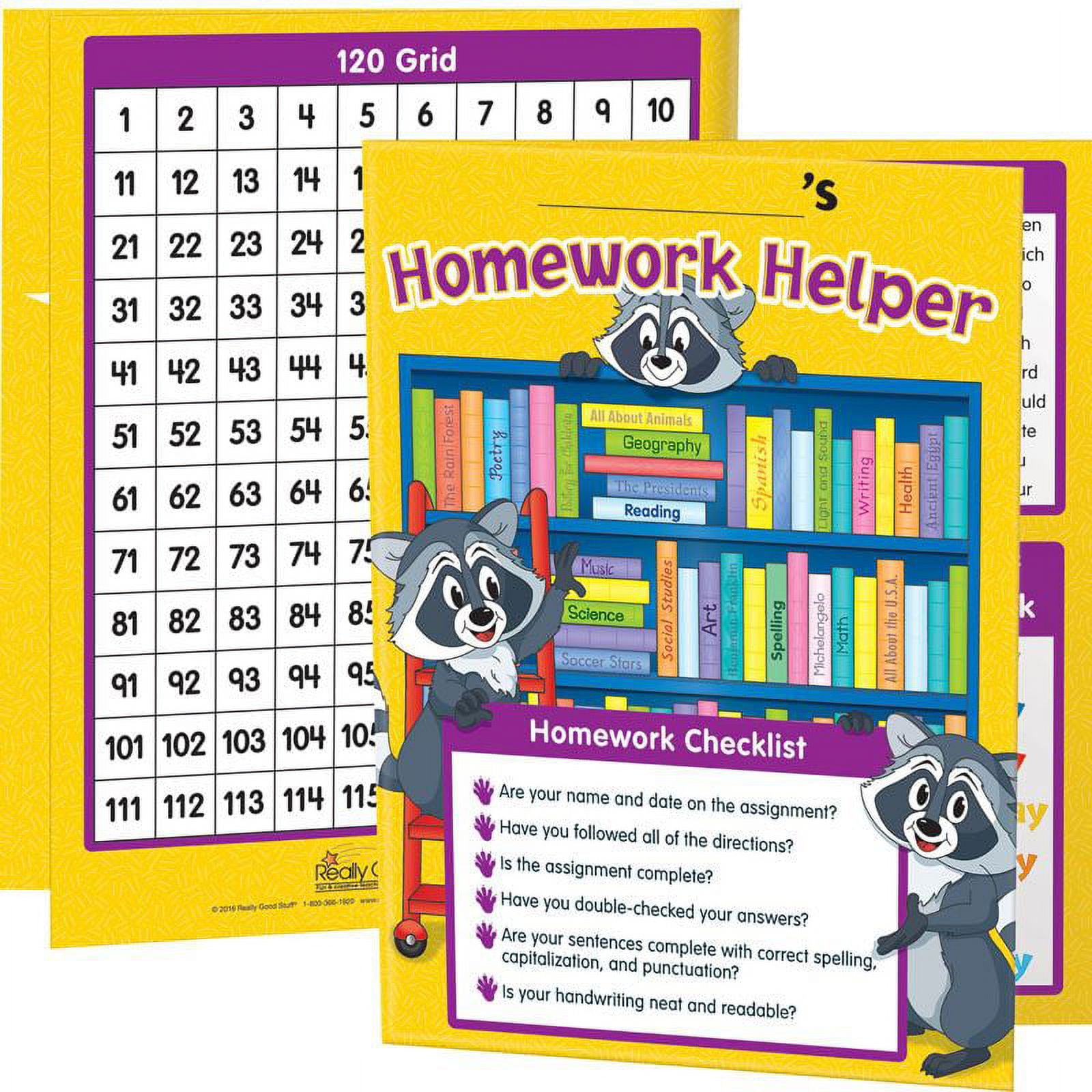 Homework Helper Tri-Fold 3-Pocket Folders - Primary - Walmart.com