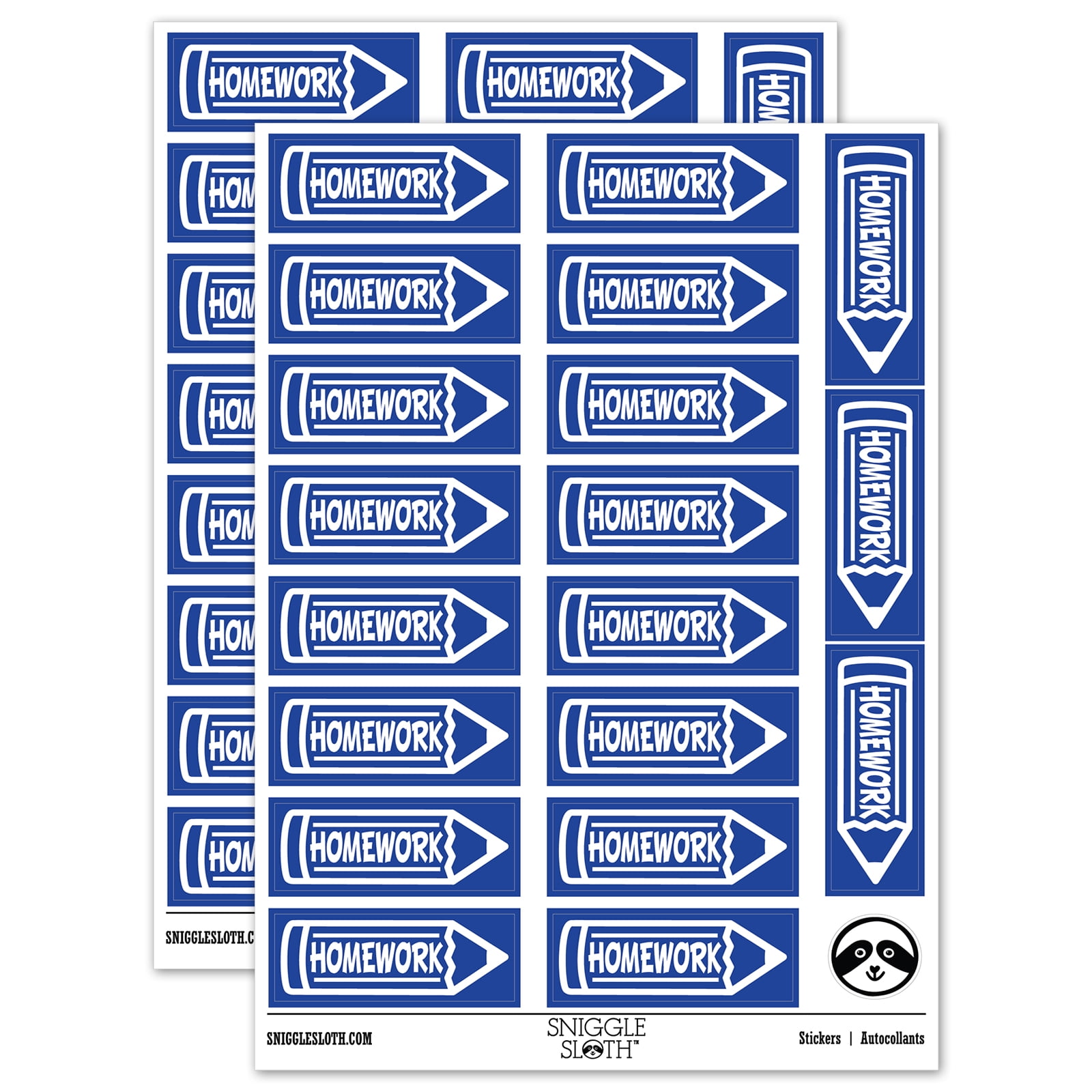 Homework Pencil School Teacher Sticker Set - Dark Blue - Matte Finish ...