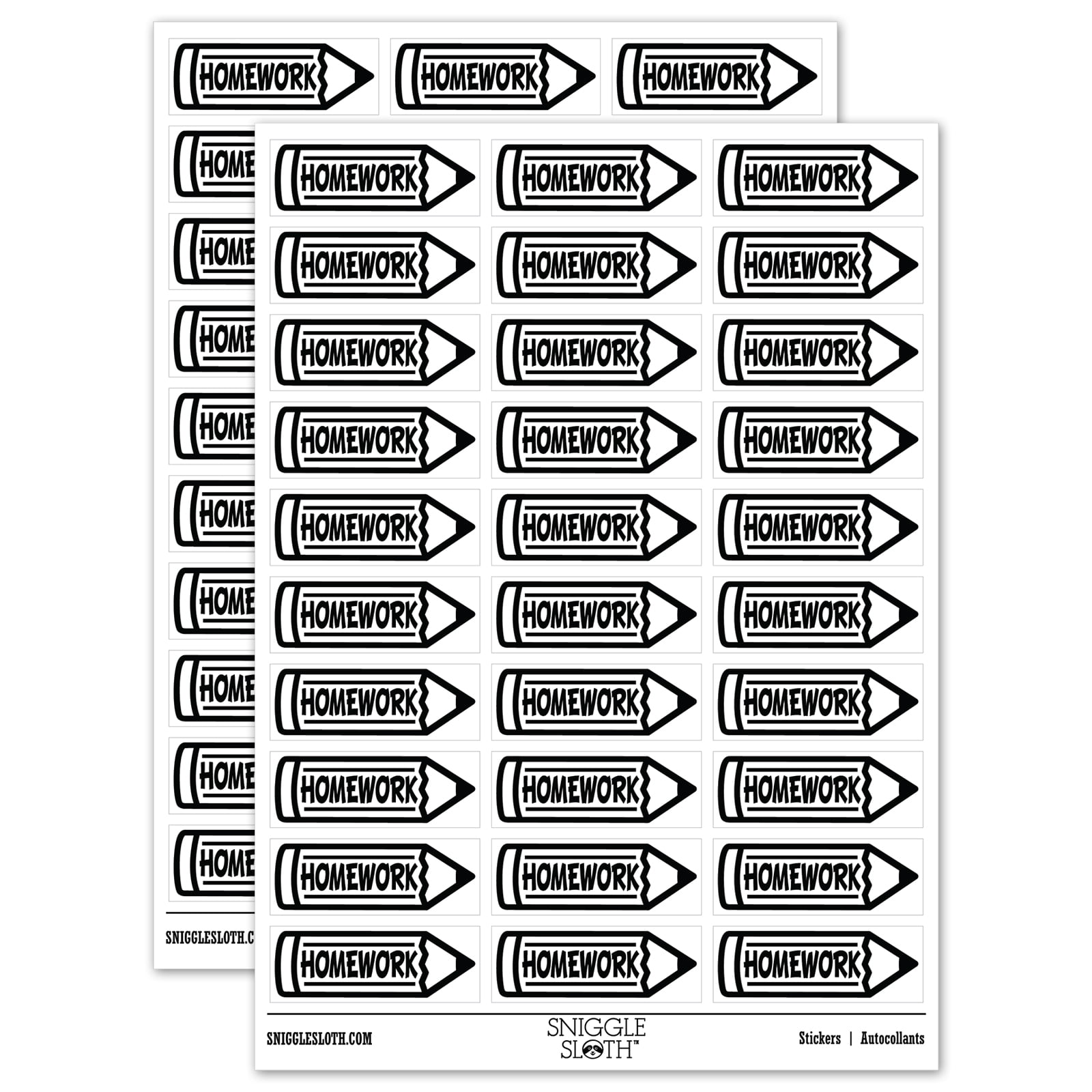Homework Pencil School Teacher Sticker Set - White - Matte Finish - 1. ...