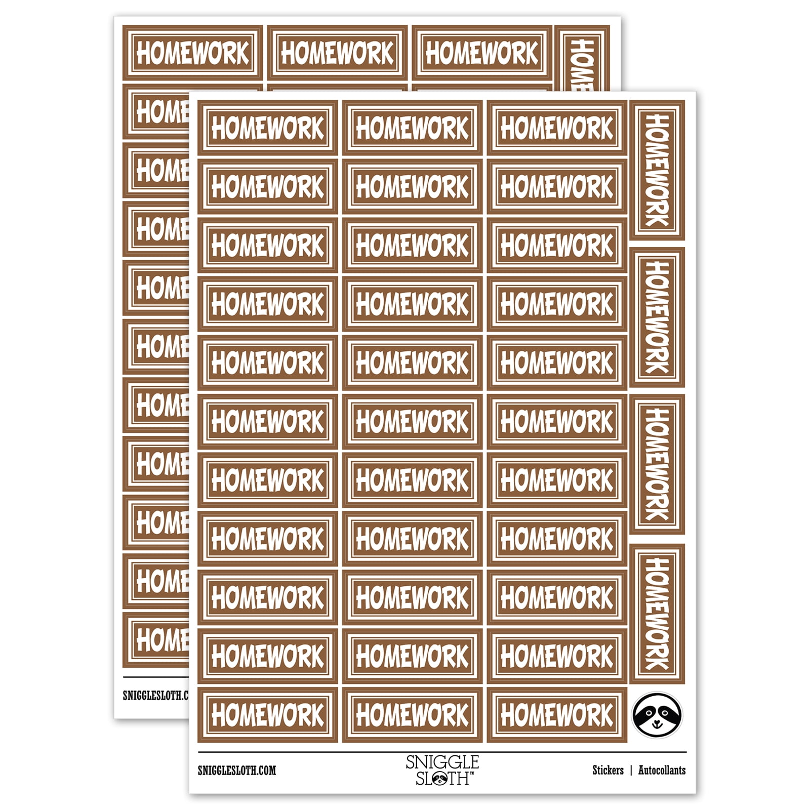 Homework School Teacher with Border Sticker Set - Brown - Gloss Finish ...