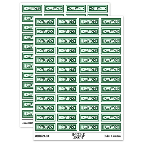 Homework School Teacher with Border Sticker Set - Dark Green - Matte ...