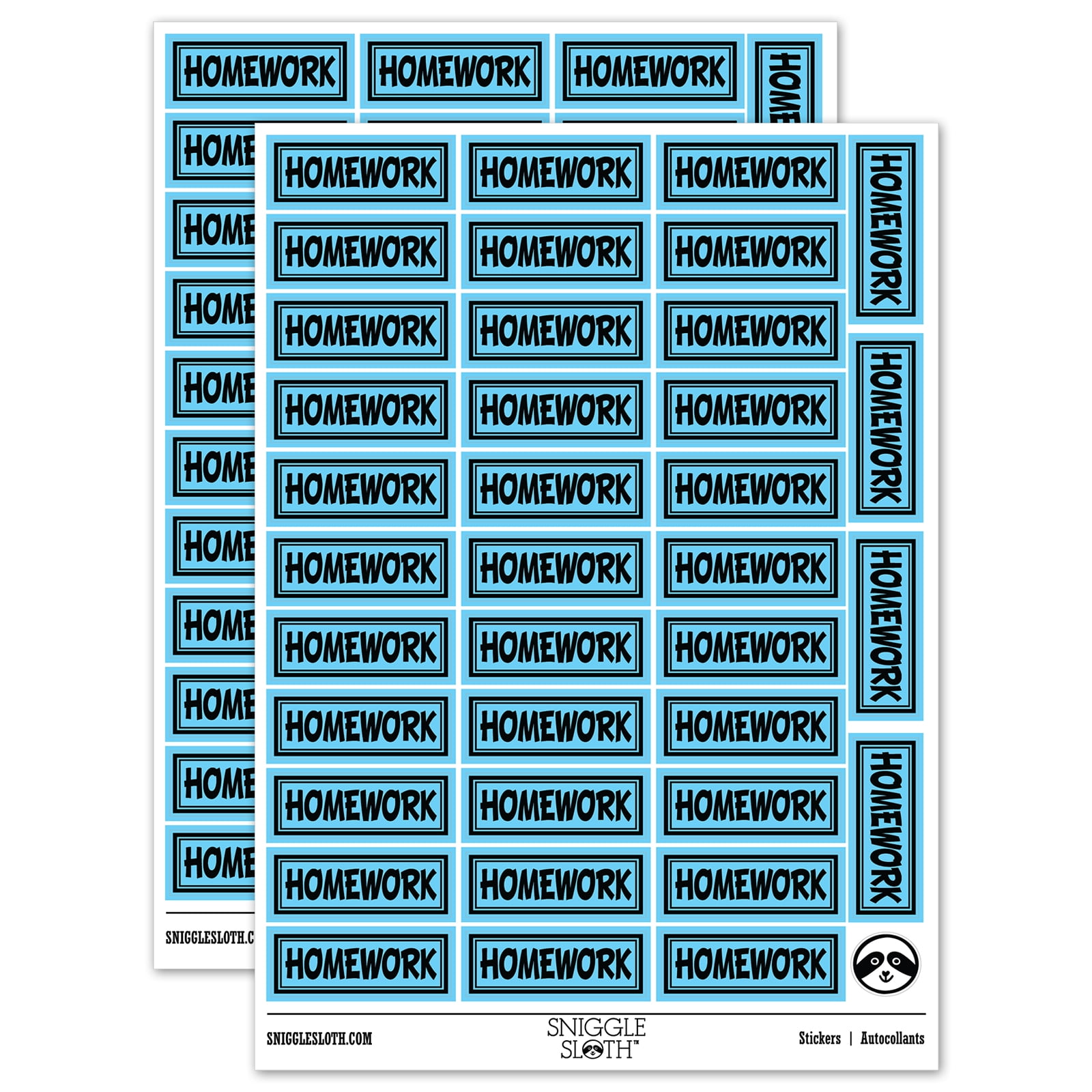 Homework School Teacher with Border Sticker Set - Light Blue - Matte ...