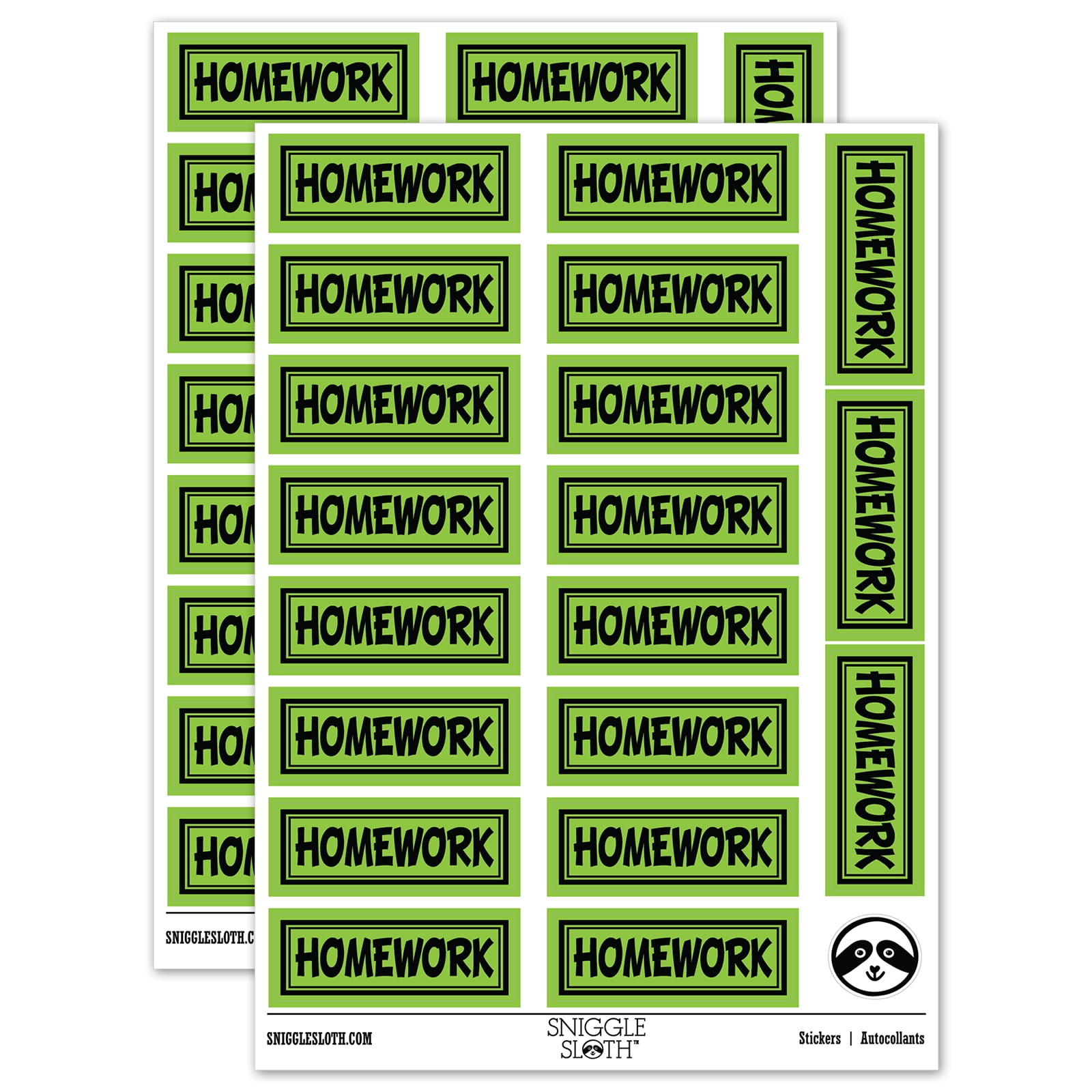 Homework School Teacher with Border Sticker Set - Light Green - Matte ...