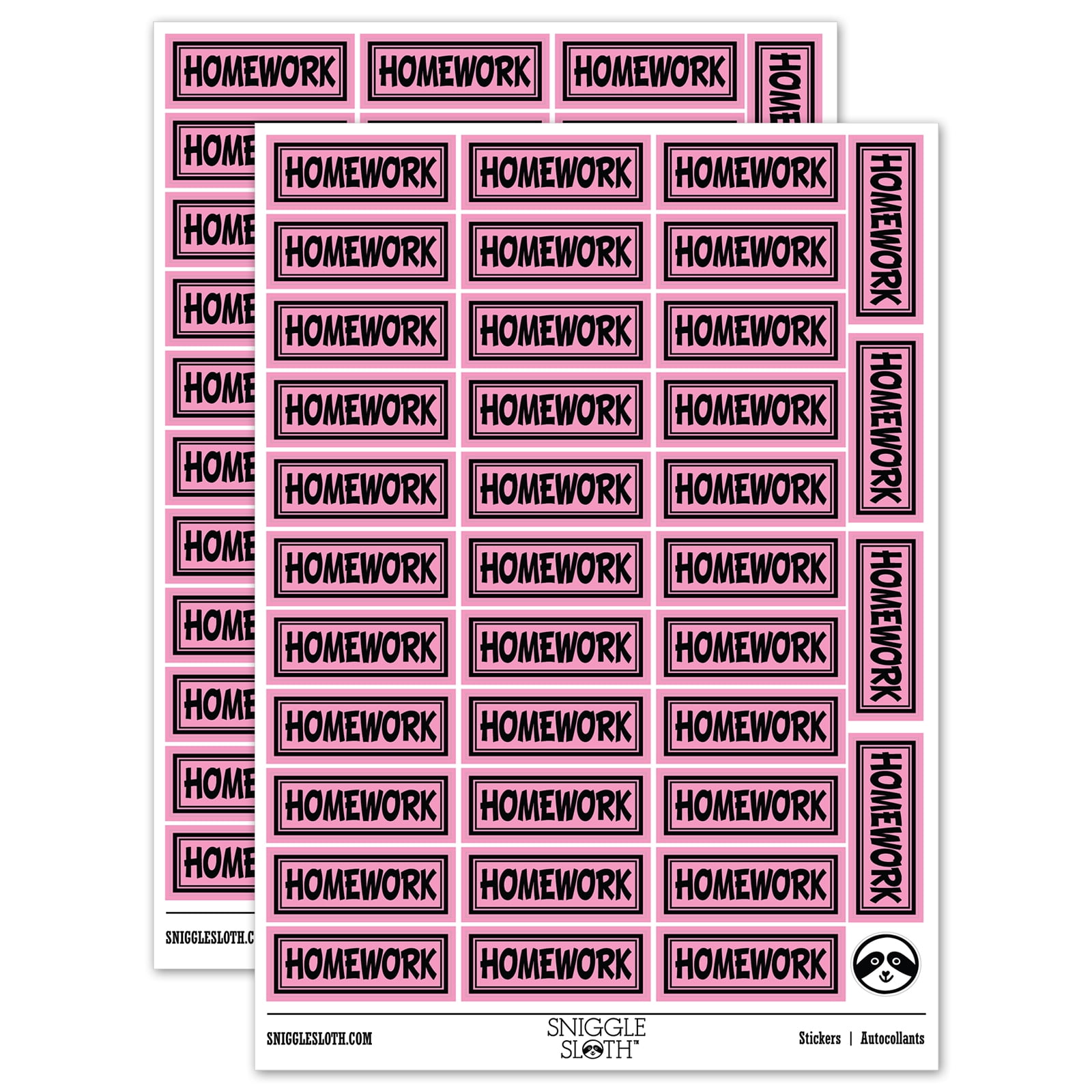 Homework School Teacher with Border Sticker Set - Light Pink - Matte ...