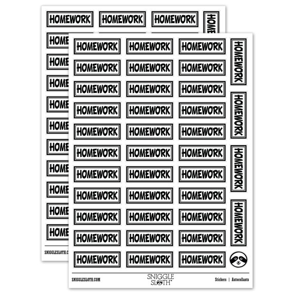 Homework School Teacher with Border Sticker Set - White - Gloss Finish ...