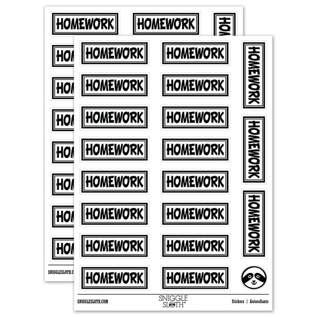 Homework School Teacher with Border Sticker Set - White - Gloss Finish ...