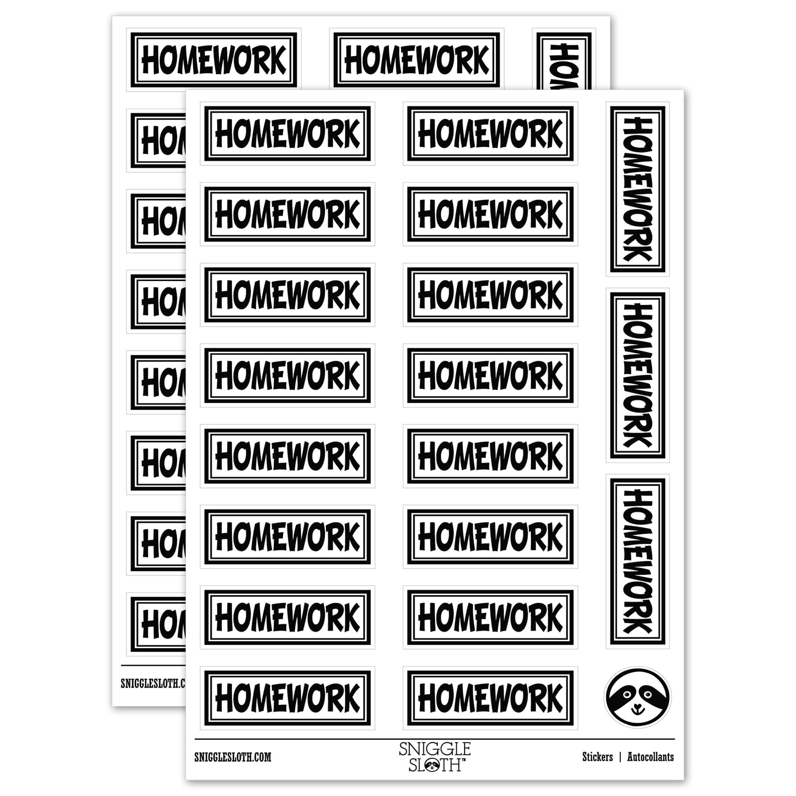 Homework School Teacher with Border Sticker Set - White - Matte Finish ...