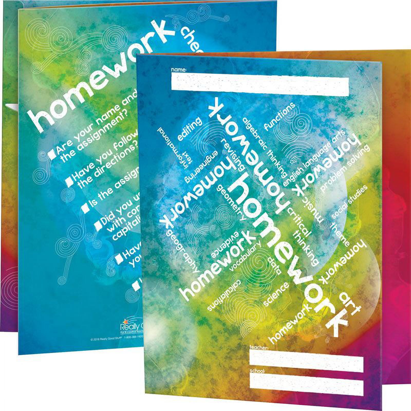 Homework Tri-Fold Three-Pocket Folders - Intermediate - Walmart.com