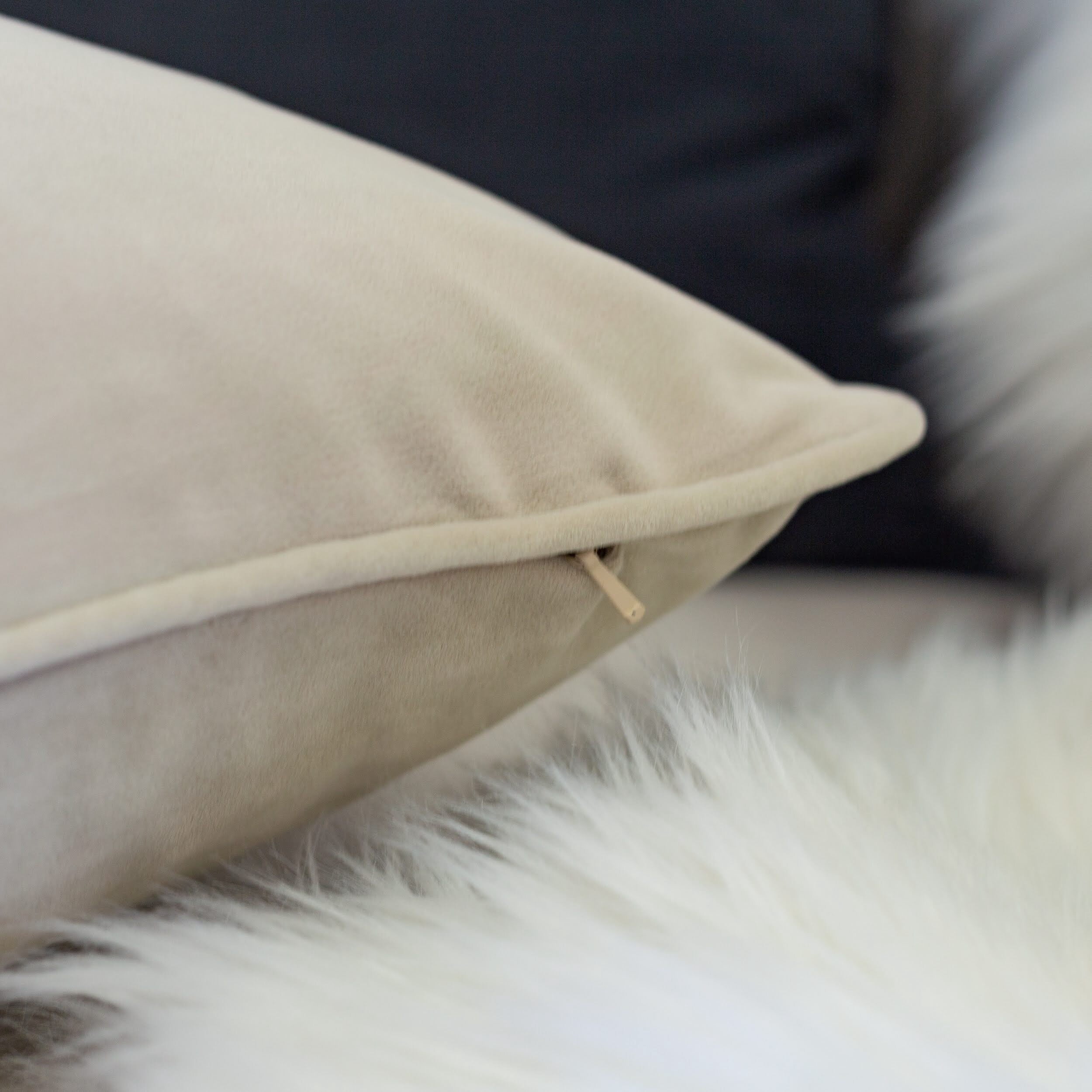 Elisa Velvet 20" Square Decorative Throw Pillow 2PK Beige - Walmart.com