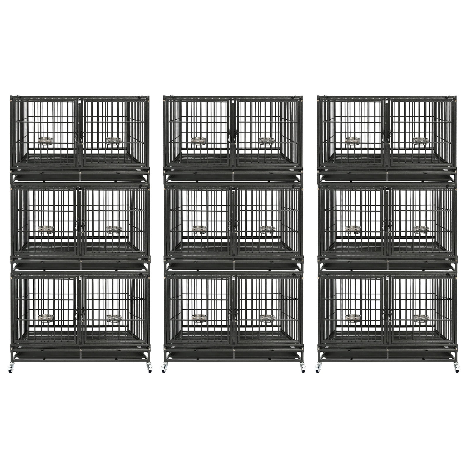 Homey Pet 9-Pack 43 inch Stackable Heavy Duty Dog Crate with Wheels ...